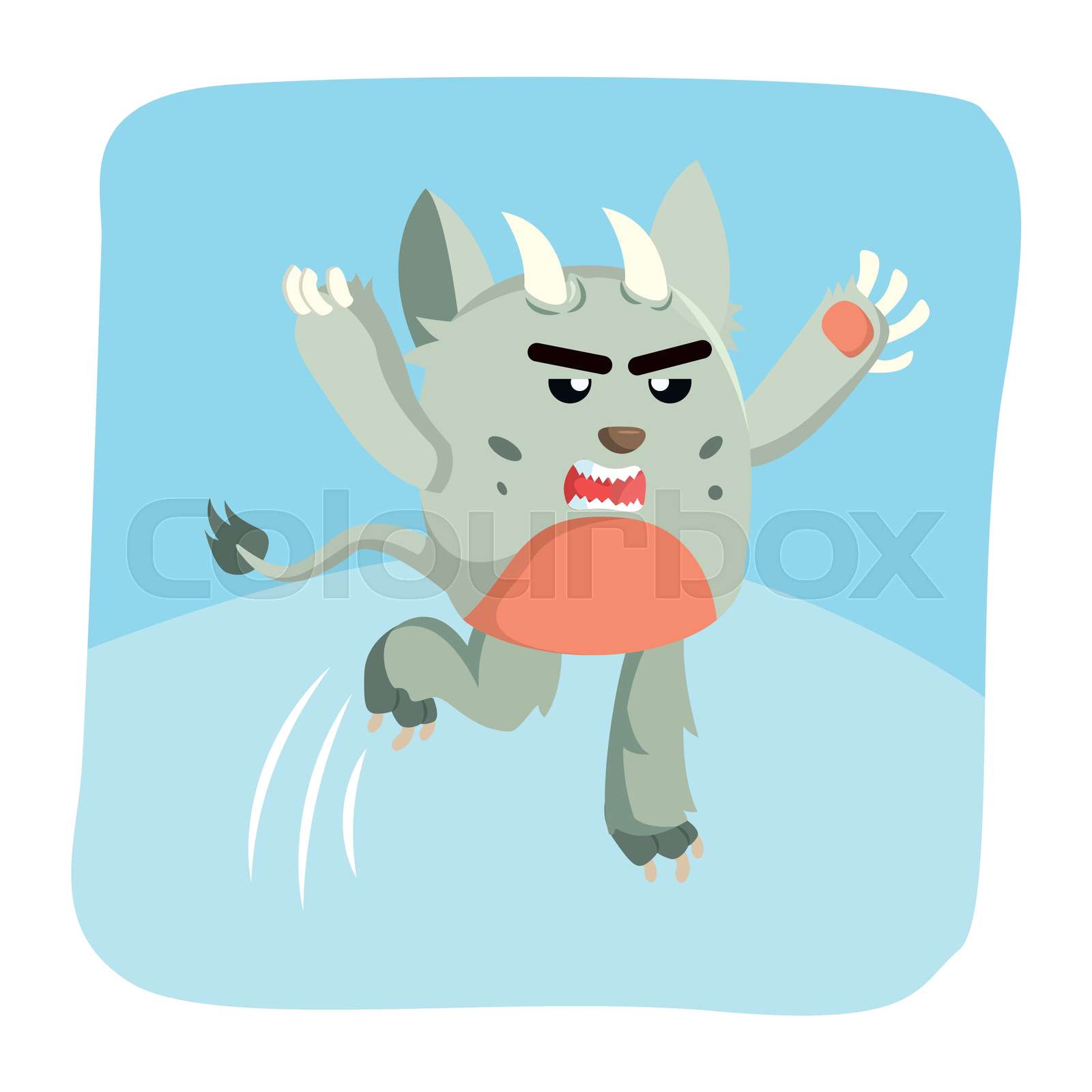 grumpy monster jumping | Stock vector | Colourbox