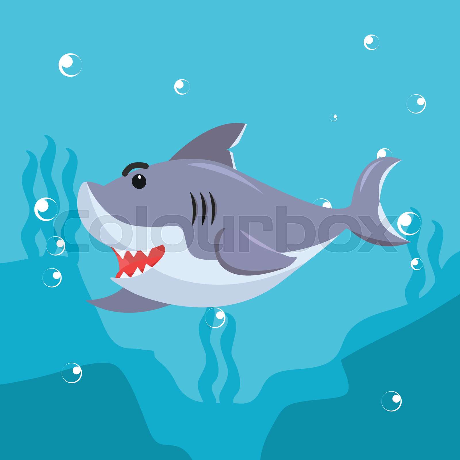 shark swimming character vector illustration design | Stock vector ...