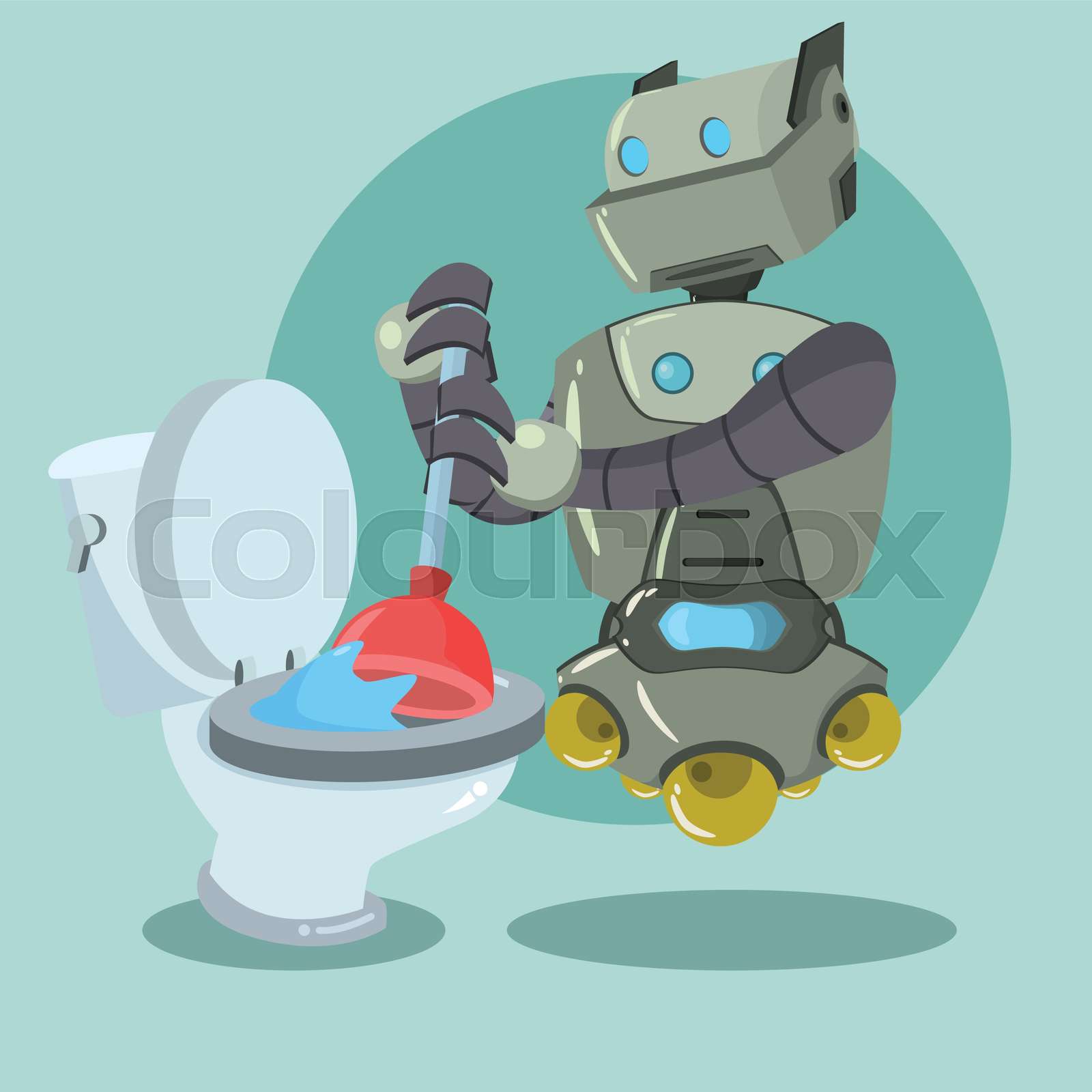 cleaning robot cleaning wc | Stock vector | Colourbox
