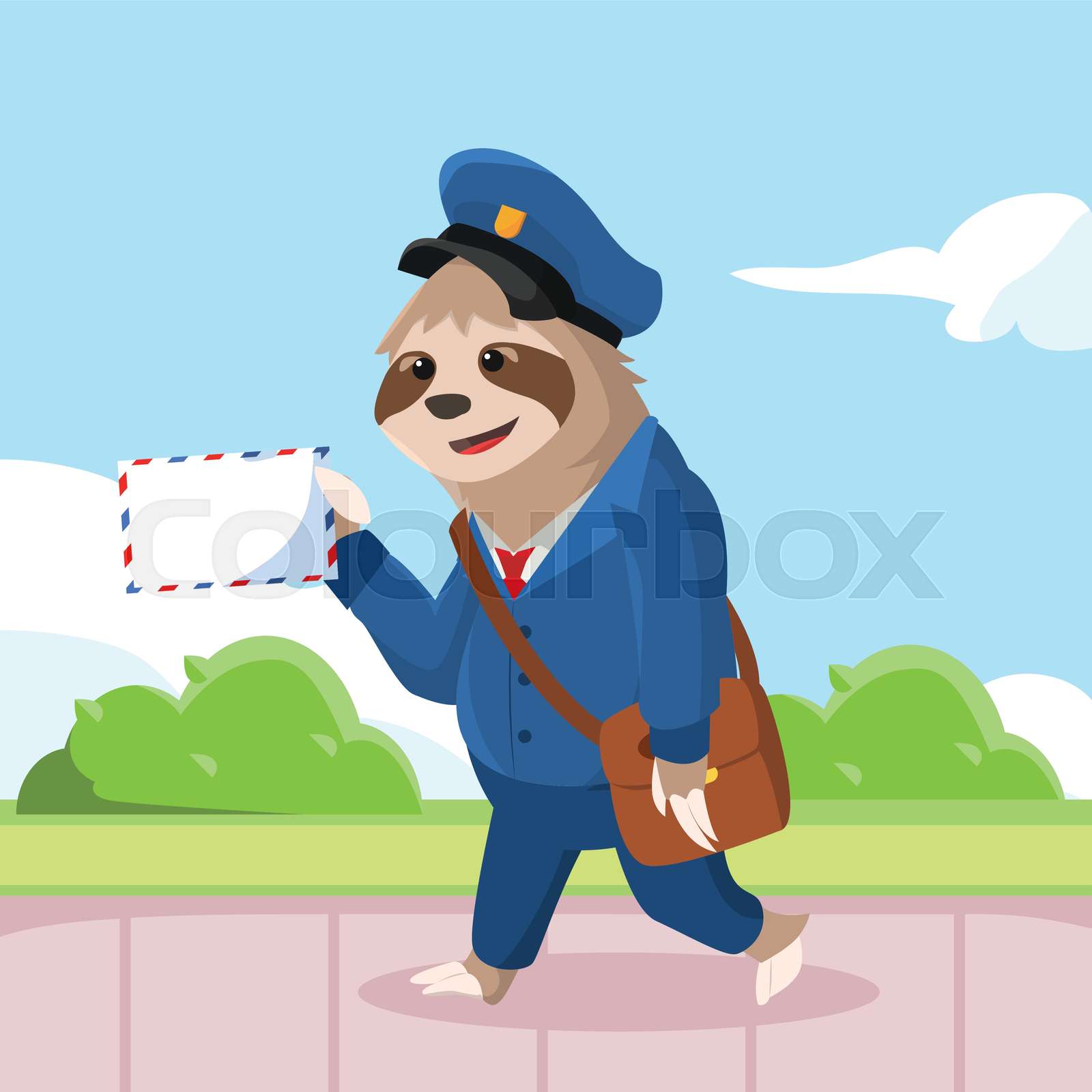 sloth walking with hold mail | Stock vector | Colourbox