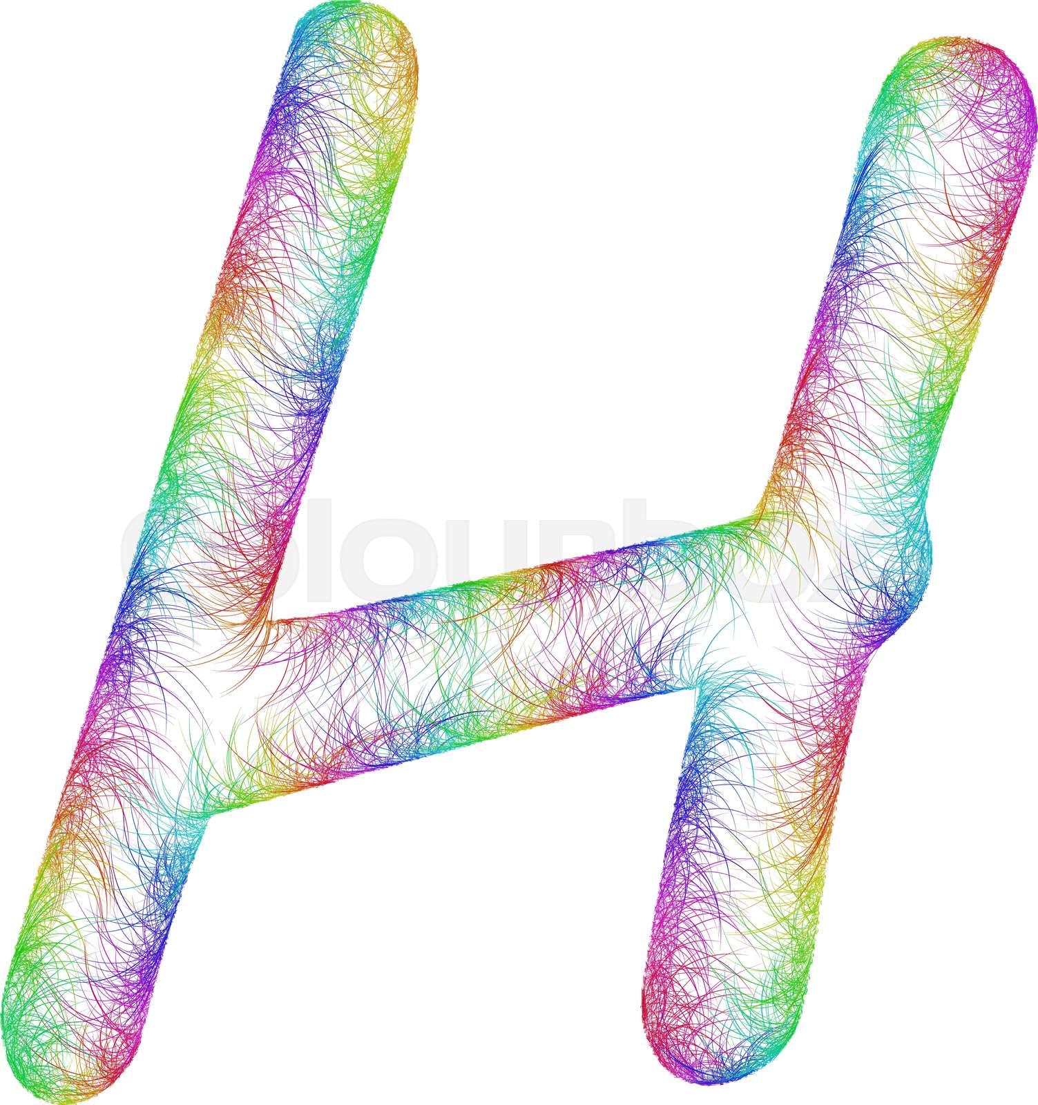 Rainbow sketch font design - letter H | Stock vector | Colourbox