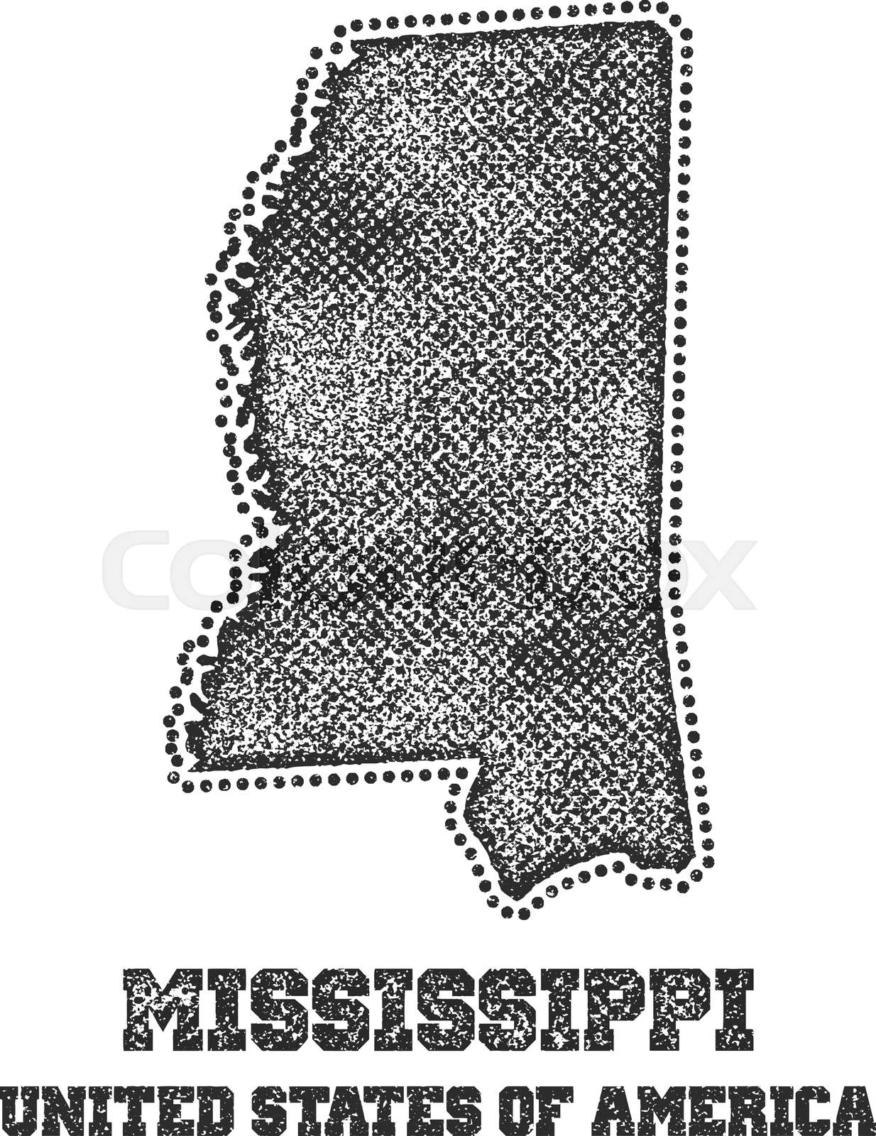 Label with map of mississippi. | Stock vector | Colourbox