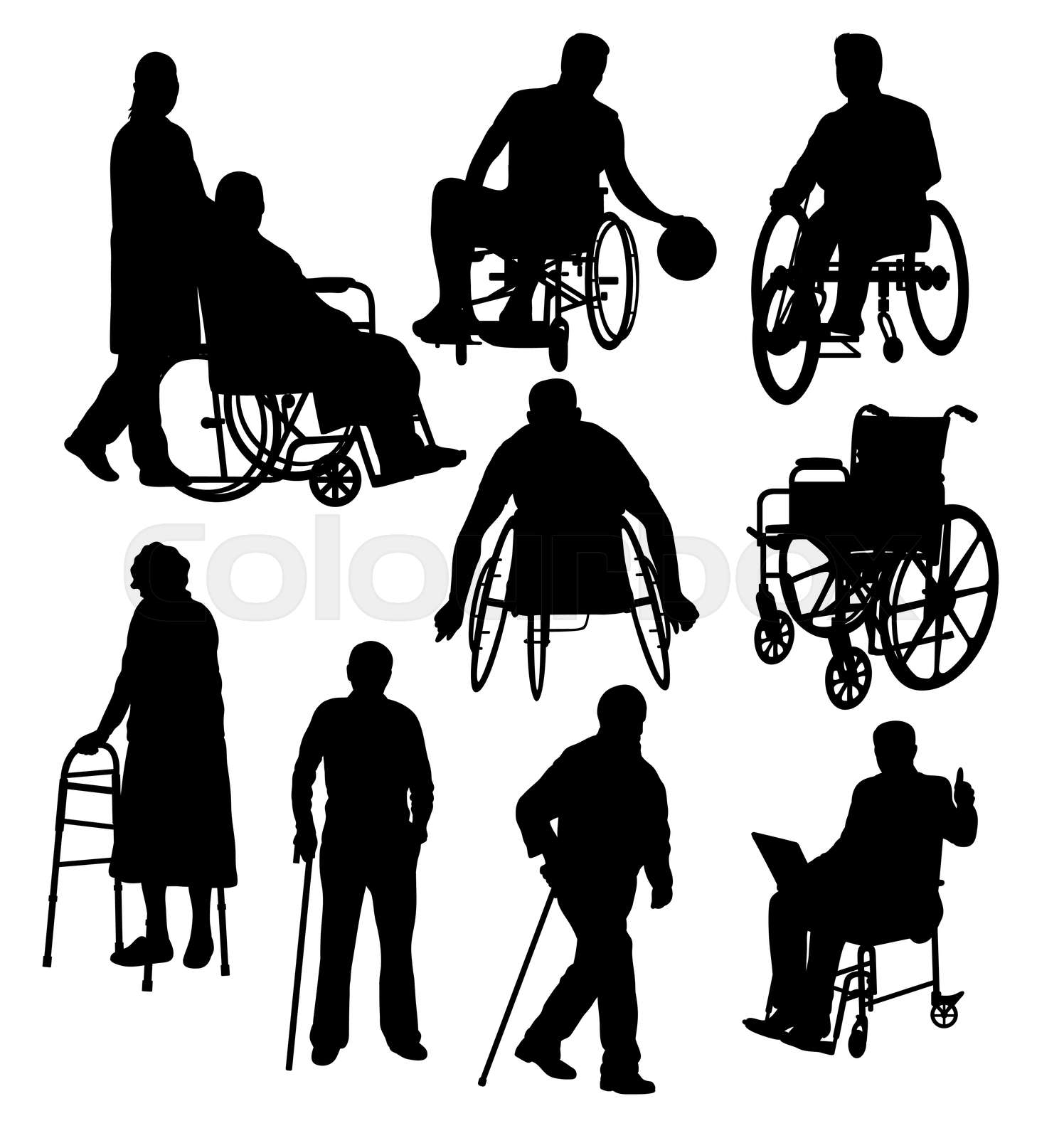 Silhouettes Activity People with Disabilities | Stock vector | Colourbox