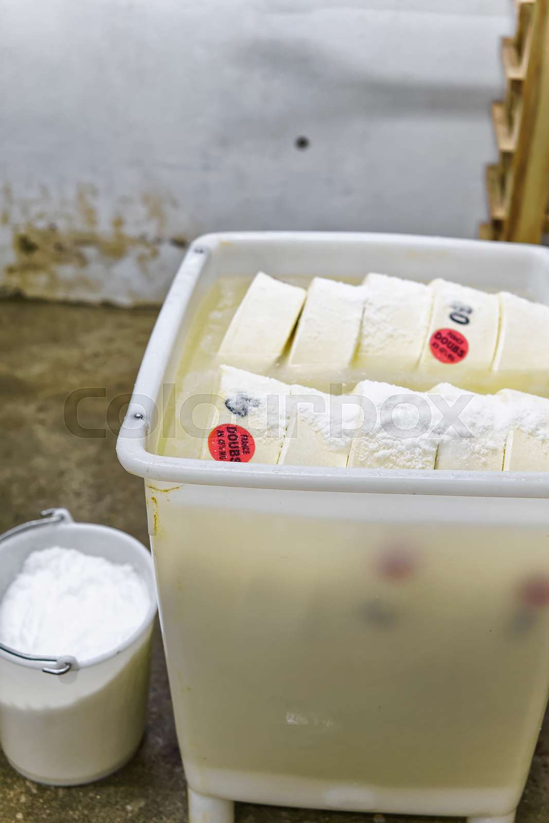 Comte Young Cheese and bath with salt Burgundy | Stock image | Colourbox