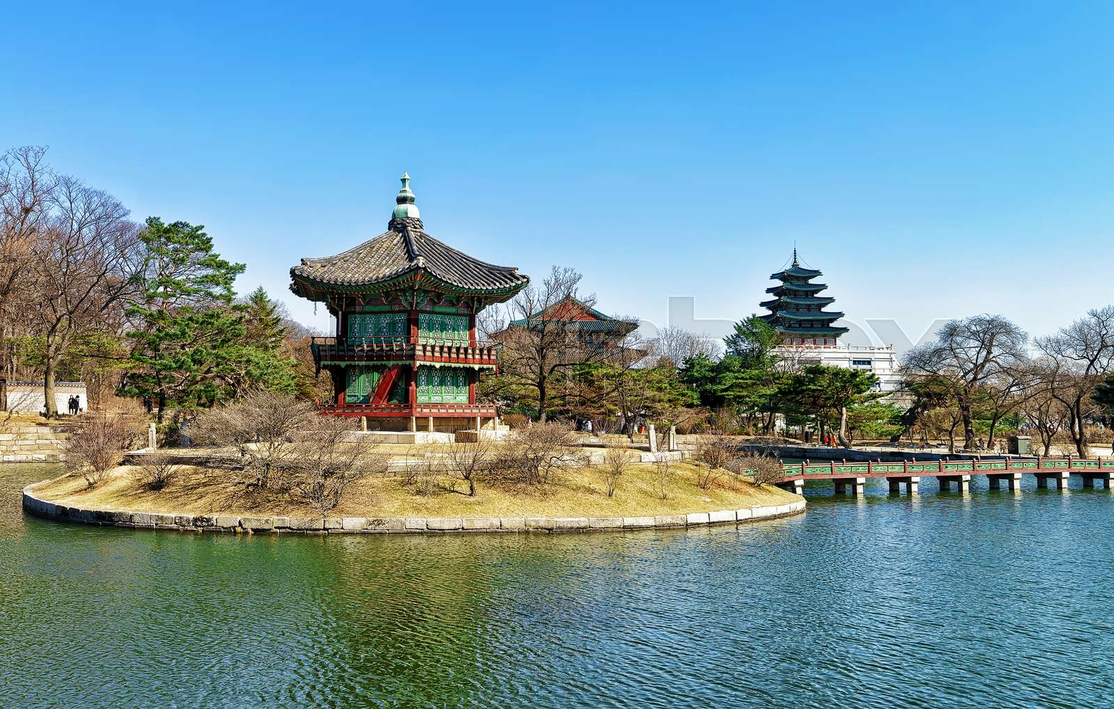 Hyangwonjeong Pavilion at Gyeongbokgung Palace in Seoul | Stock image ...