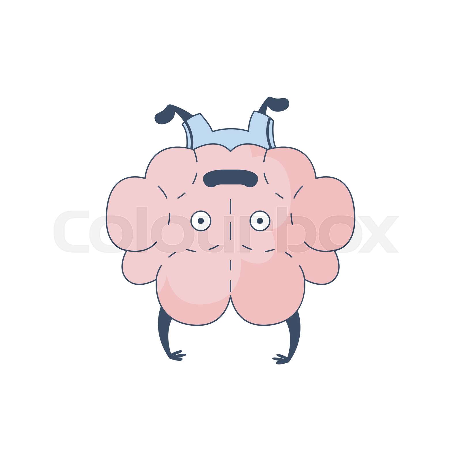 Brain Doing A Headstand Comic Character Representing Intellect And ...
