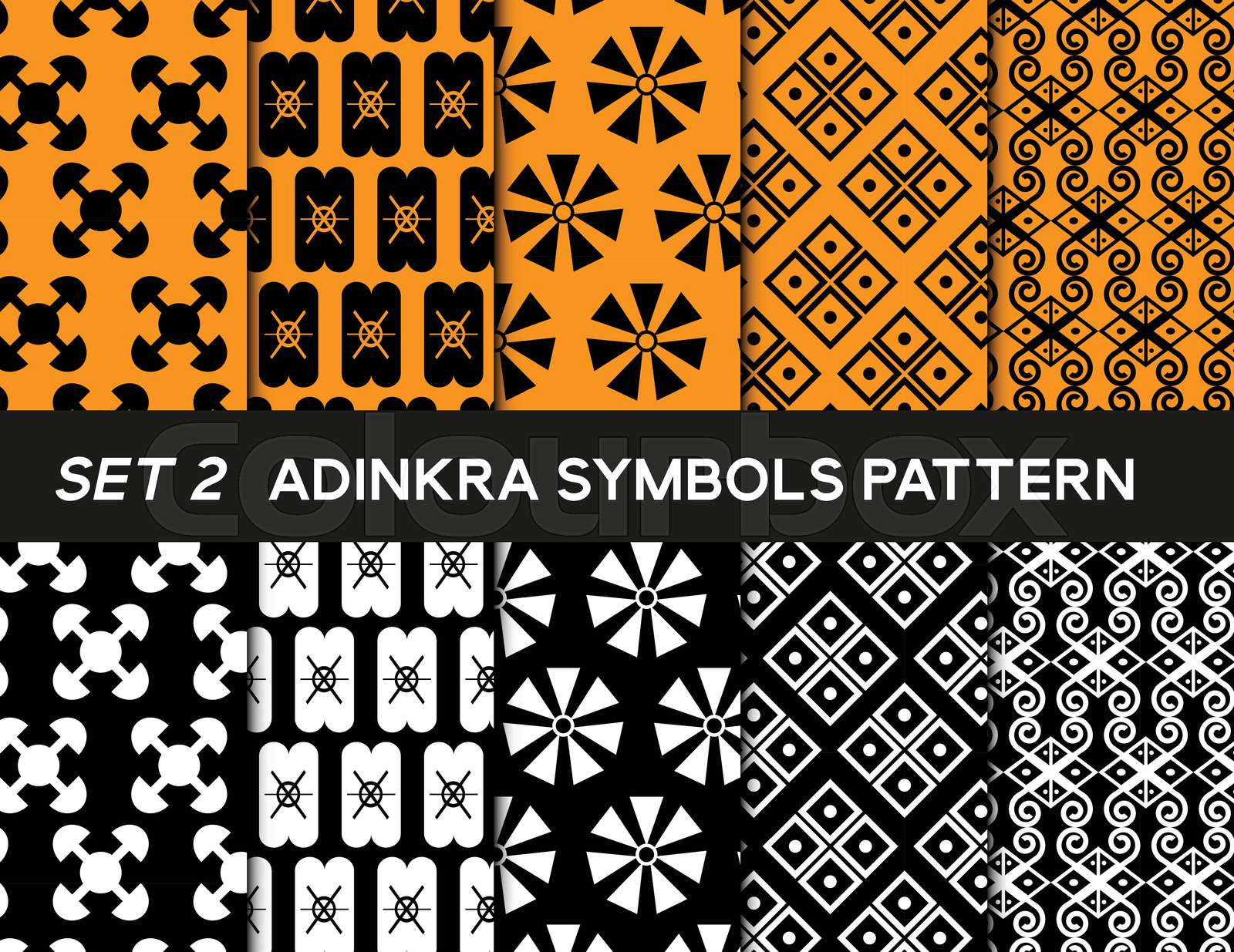 Set seamless patterns. Adinkra symbols patterns. adinkra symbols ...