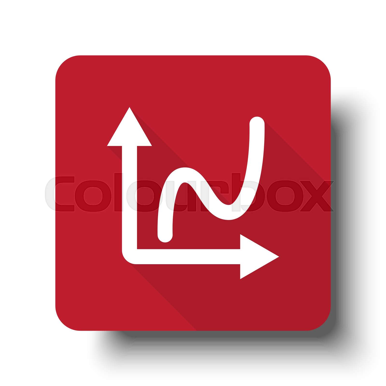 Flat Graph web icon on red button with drop shadow | Stock vector ...