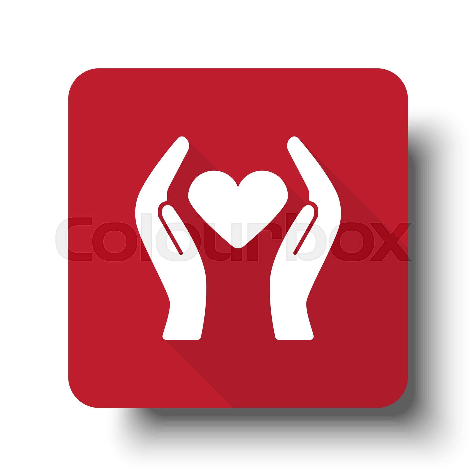 Flat Heart care web icon on red button with drop shadow | Stock vector ...