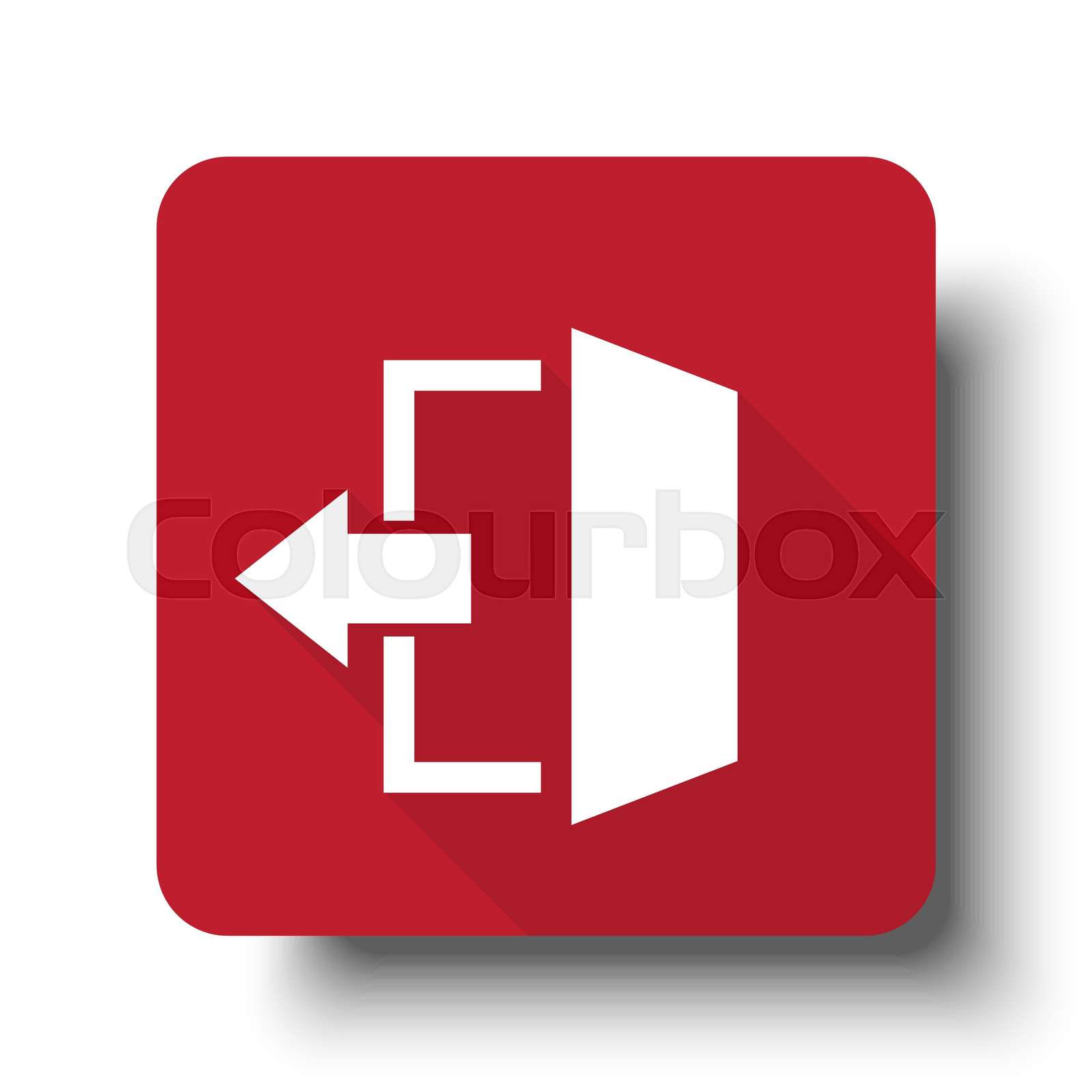 Flat Exit web icon on red button with drop shadow | Stock vector ...