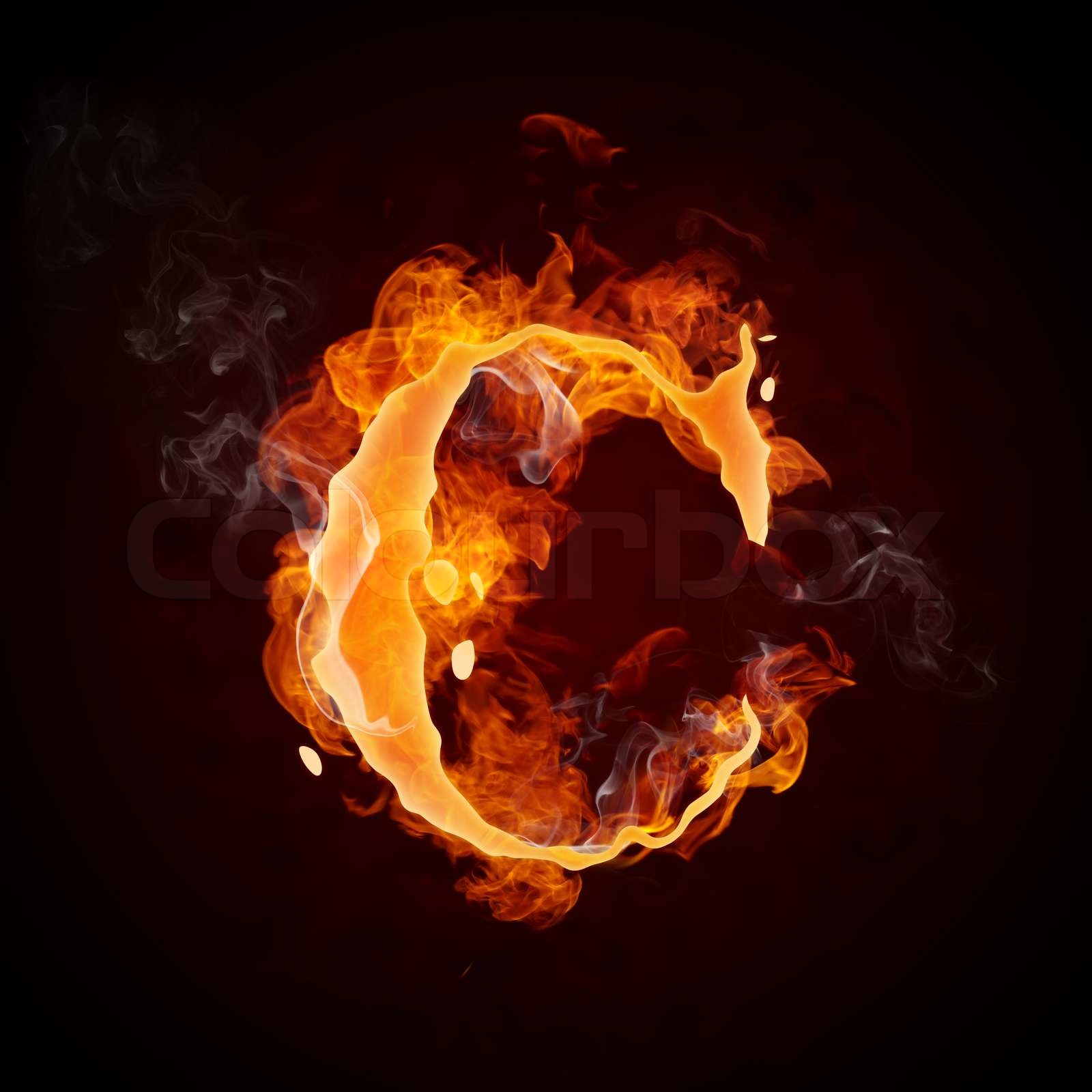 Fire Letter C Isolated on Black Background | Stock image | Colourbox