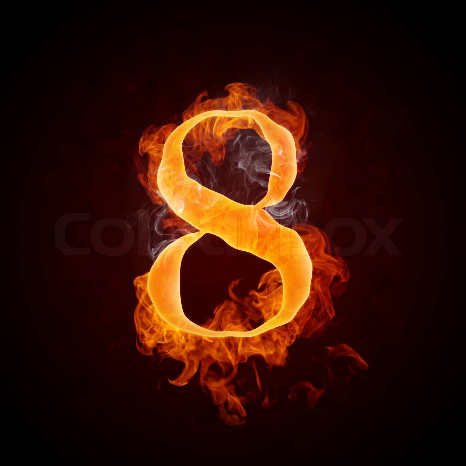 Fire Number 8 Isolated on Black Background | Stock image | Colourbox