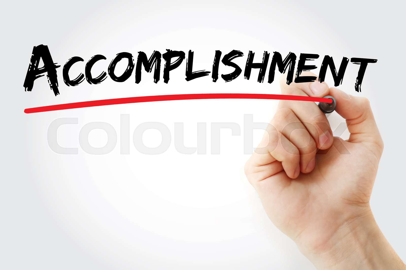 Hand writing Accomplishment with marker | Stock image | Colourbox