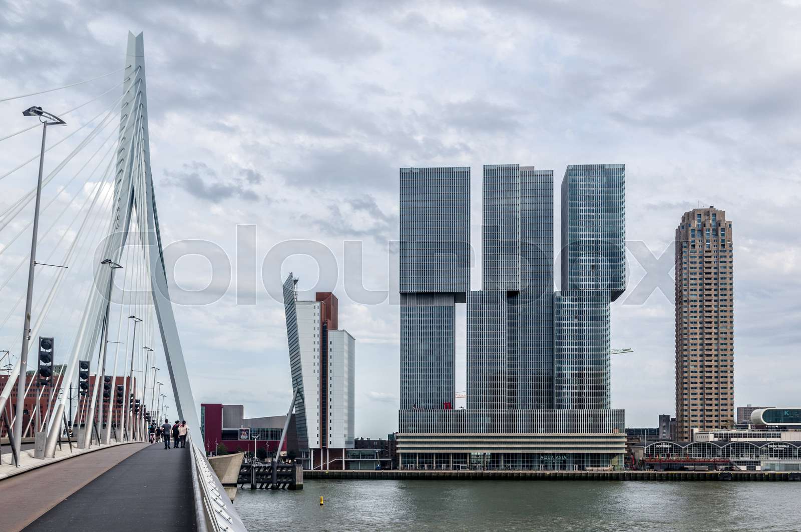 Erasmusbrug and Skyscrapers in Rotterdam, The Netherlands | Stock image ...