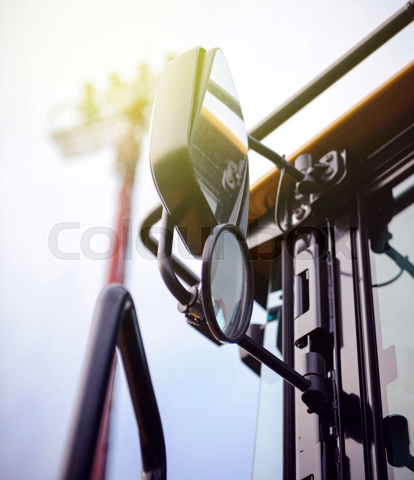 Modern tractor cabin in construction zone | Stock image | Colourbox