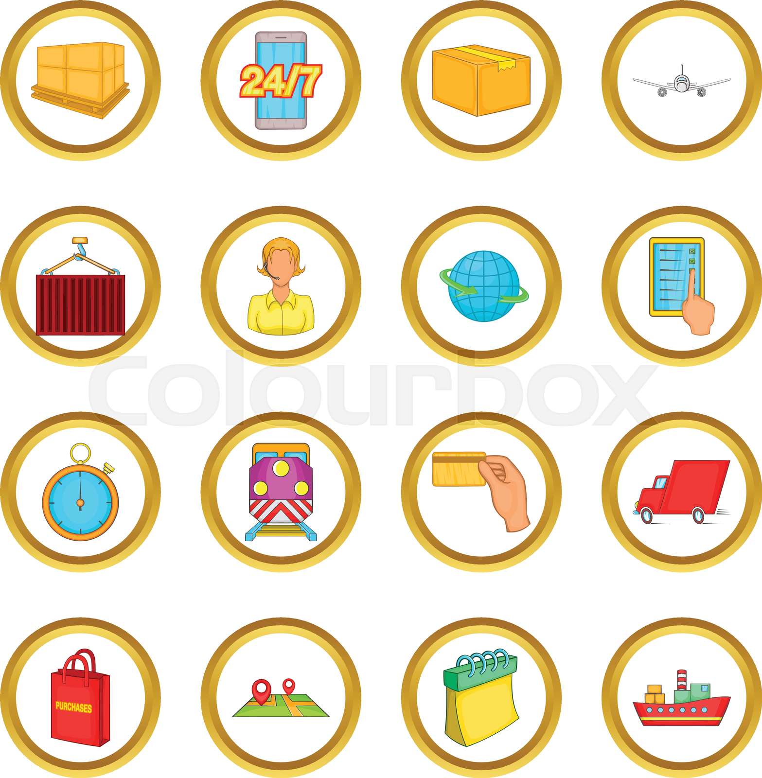 Logistics vector set, cartoon style | Stock vector | Colourbox