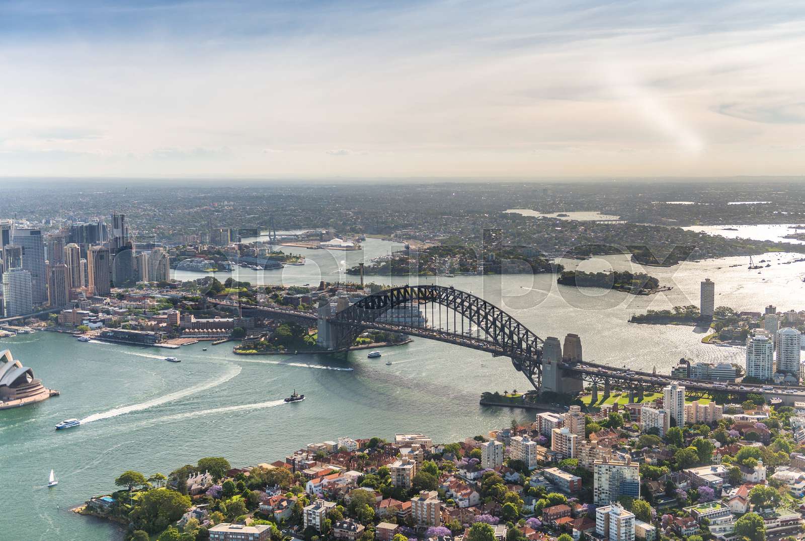 Harbour Bridge view from helicopter, Sydney, Australia | Stock image ...