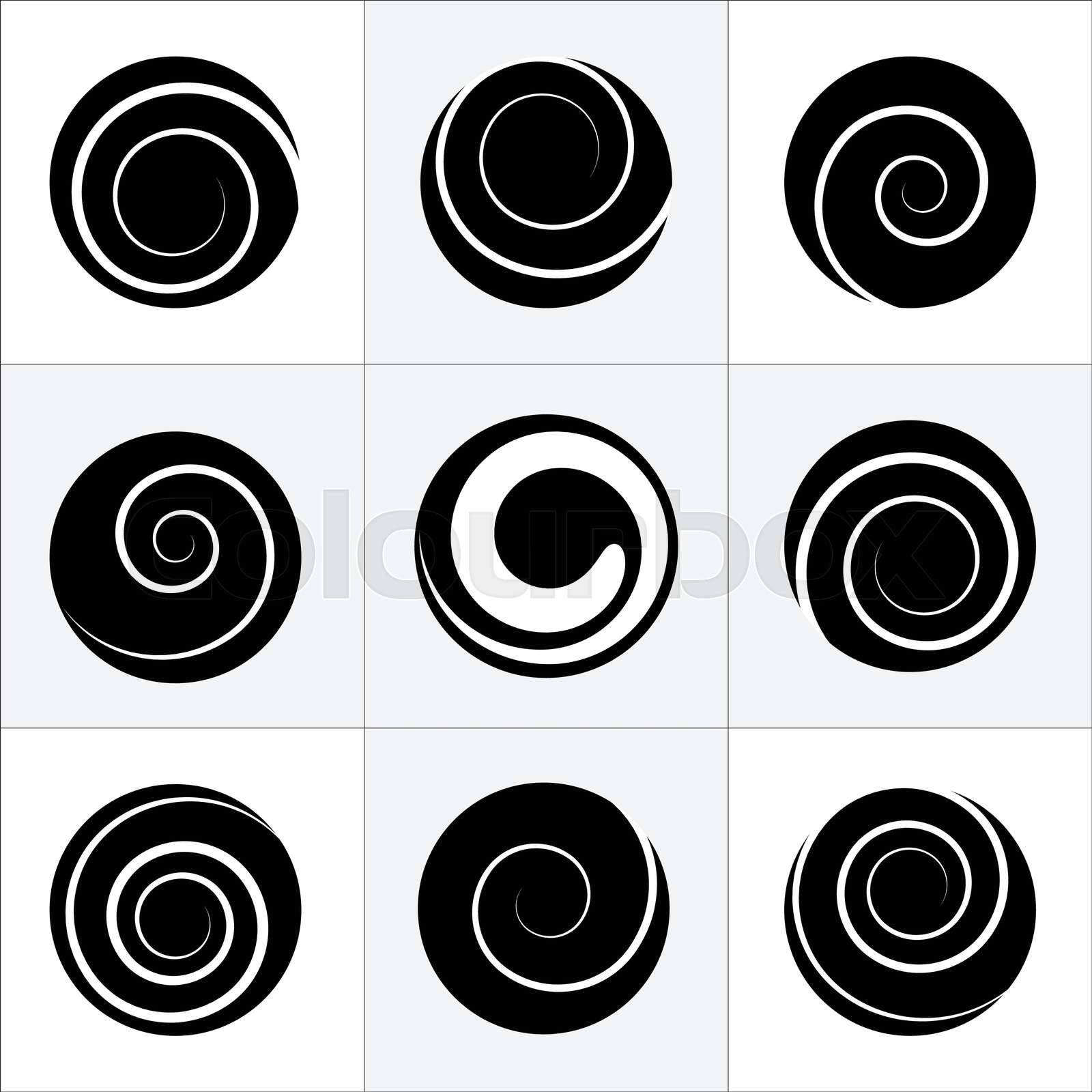 Collection of abstract spiral vector elements. | Stock vector | Colourbox