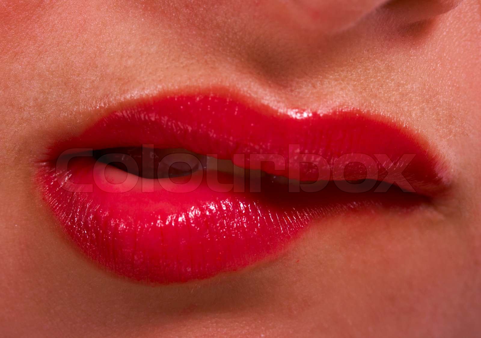 Lips Showing Worried Nervous Frightened Woman | Stock image | Colourbox