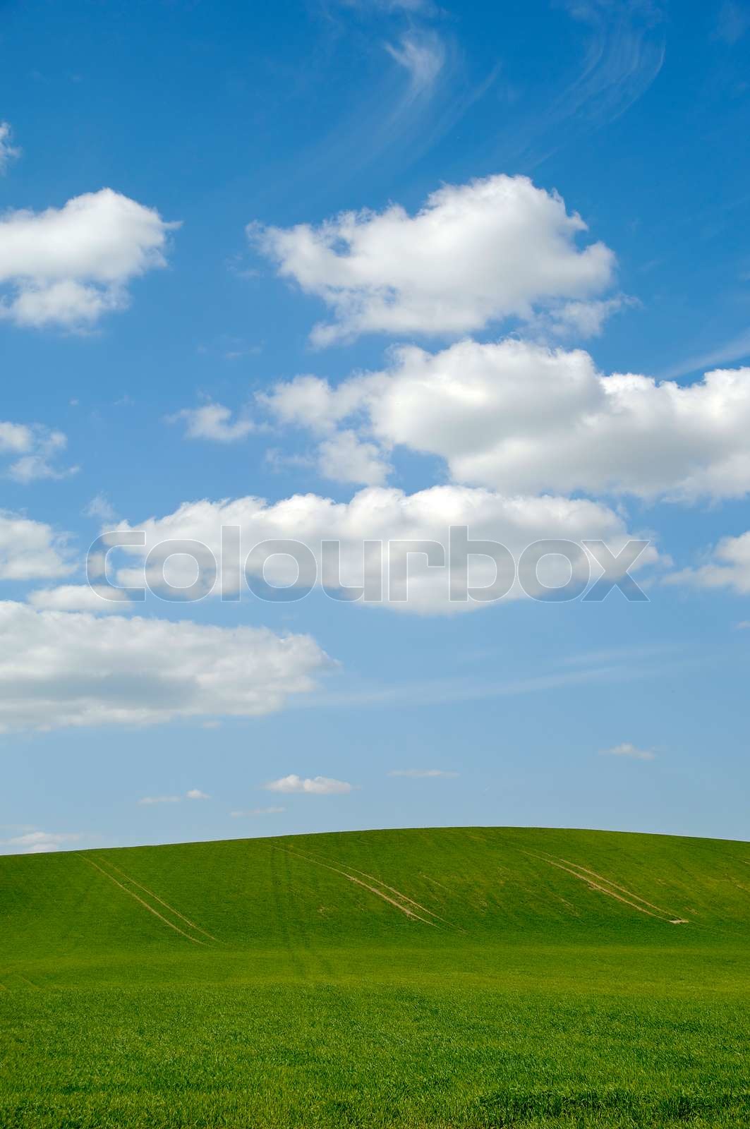 Farm landscape with blue sky and clouds | Stock image | Colourbox