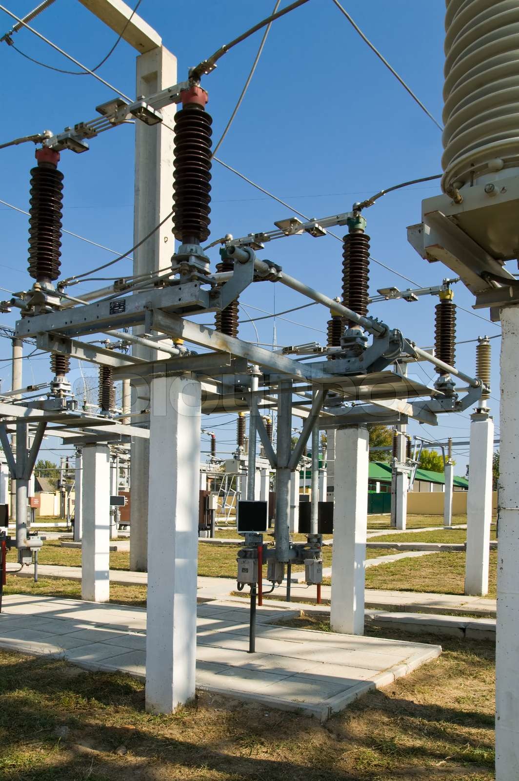 disconnecting switch on high-voltage substation | Stock image | Colourbox