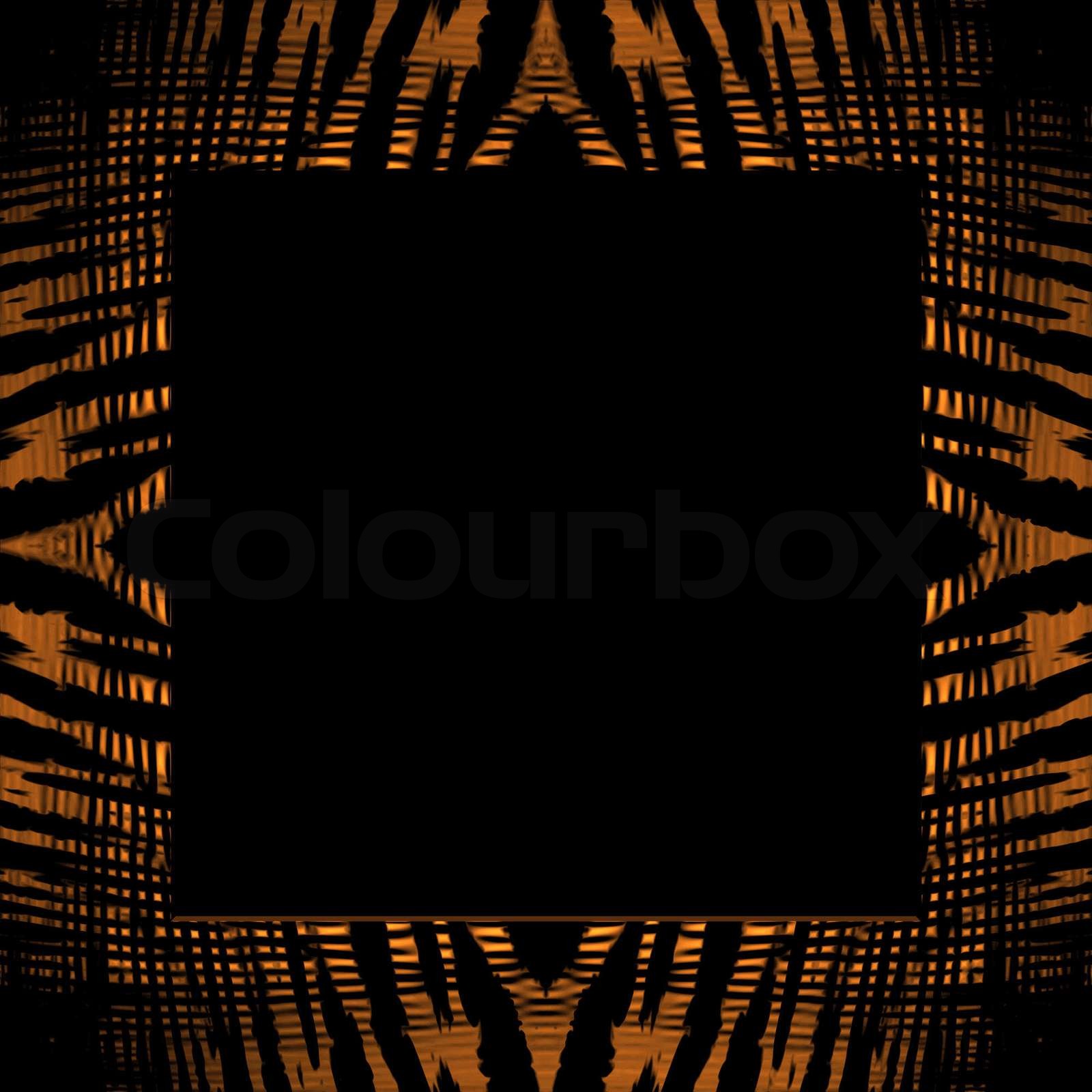 A square photo frame with a tiger stripe texture | Stock image | Colourbox