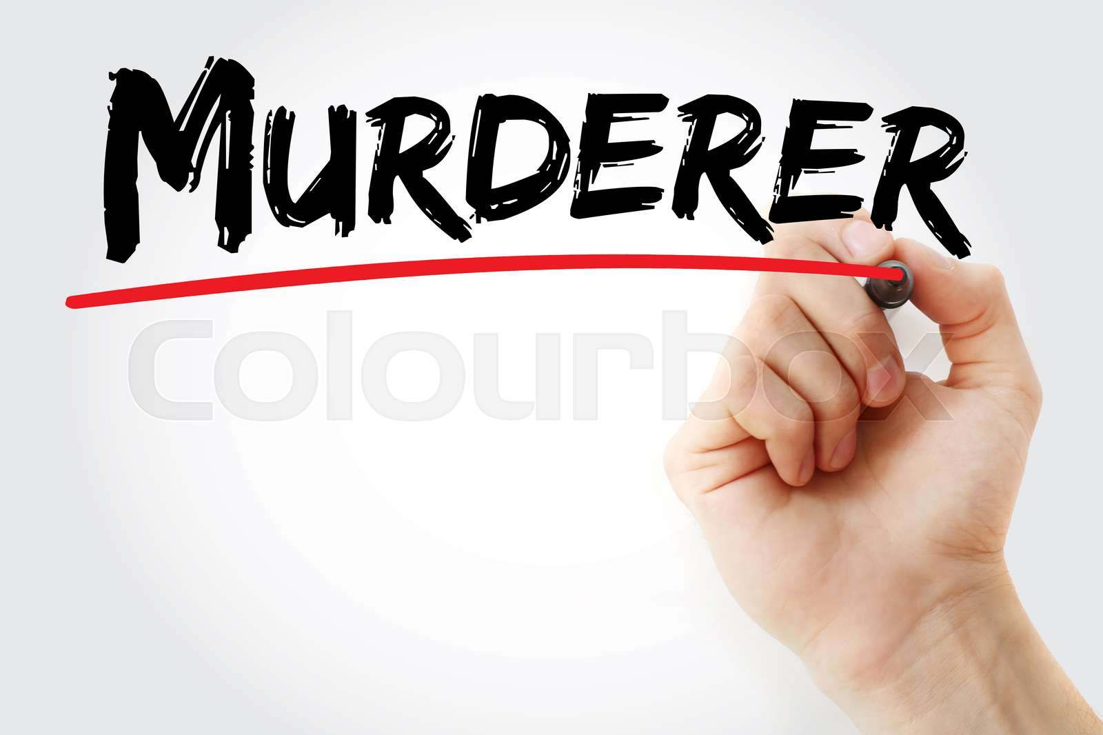 Hand writing Murderer with marker | Stock image | Colourbox