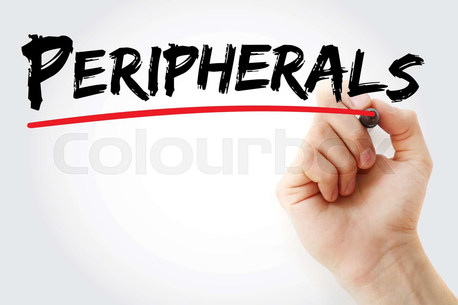 Hand writing Peripherals with marker | Stock image | Colourbox