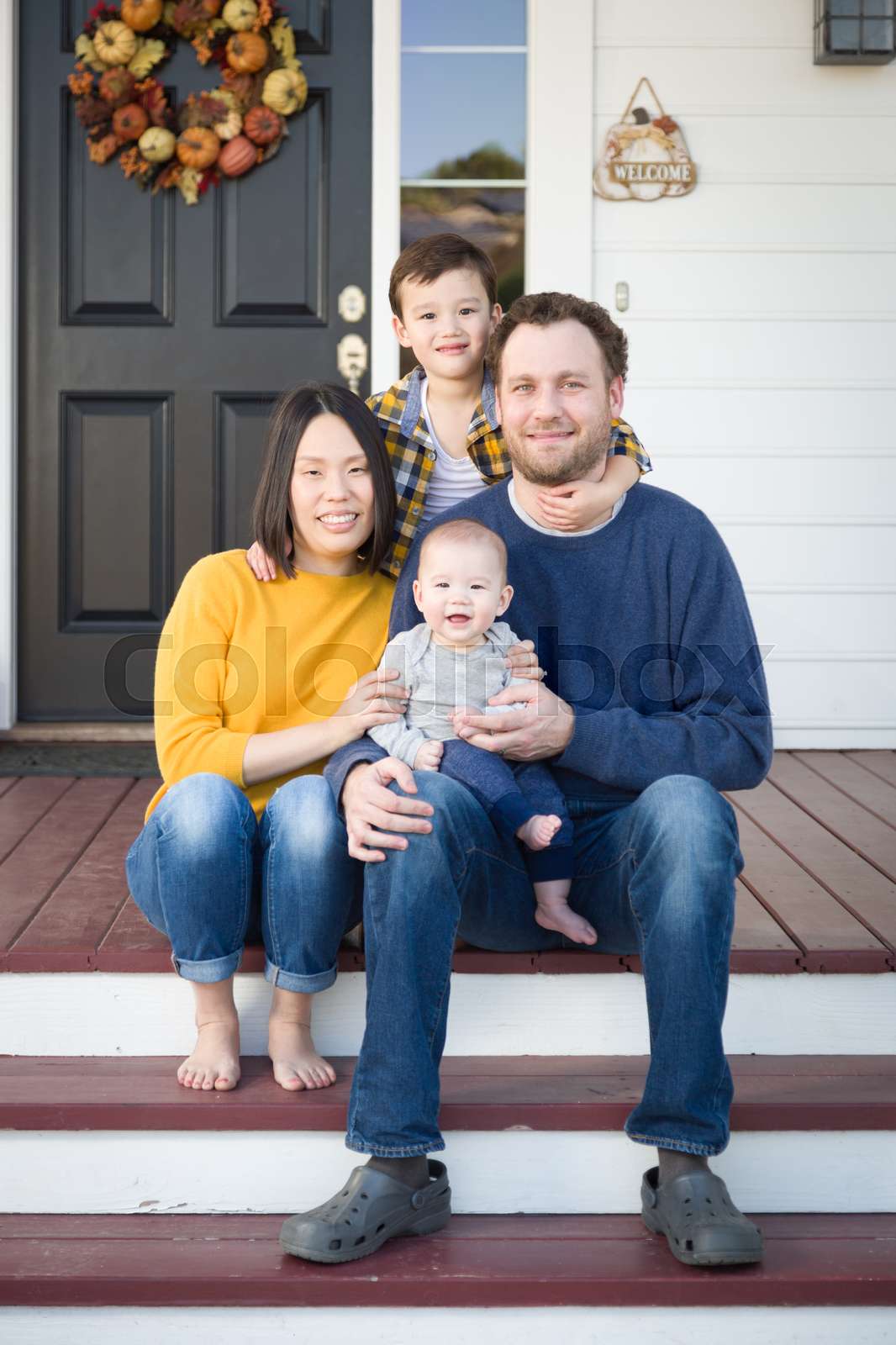 Young Mixed Race Chinese and Caucasian Family Portrait | Stock image ...
