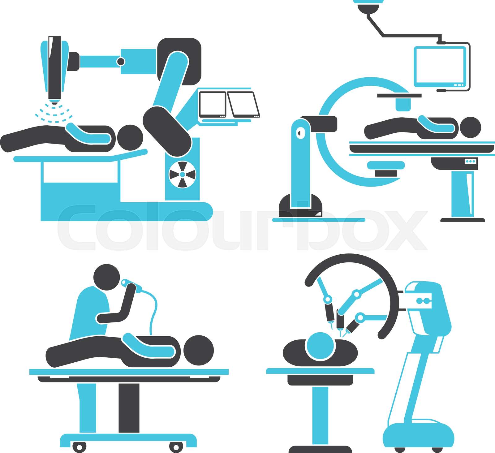 medical robot icons, robotic assisted surgery icons | Stock vector ...