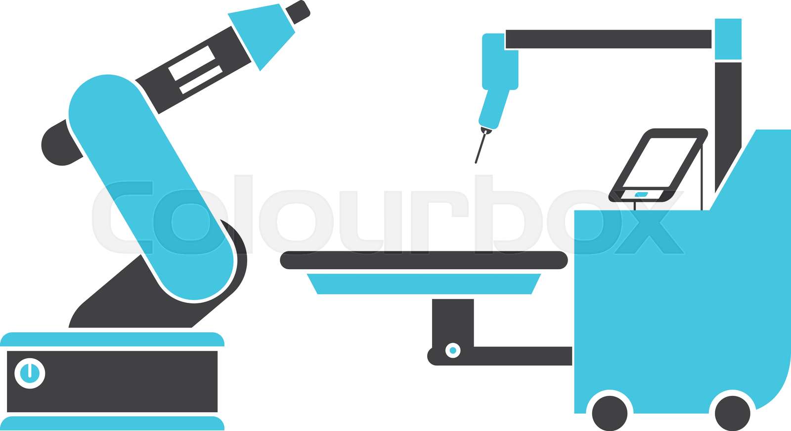 medical robot icons, robotic assisted surgery icons | Stock vector ...