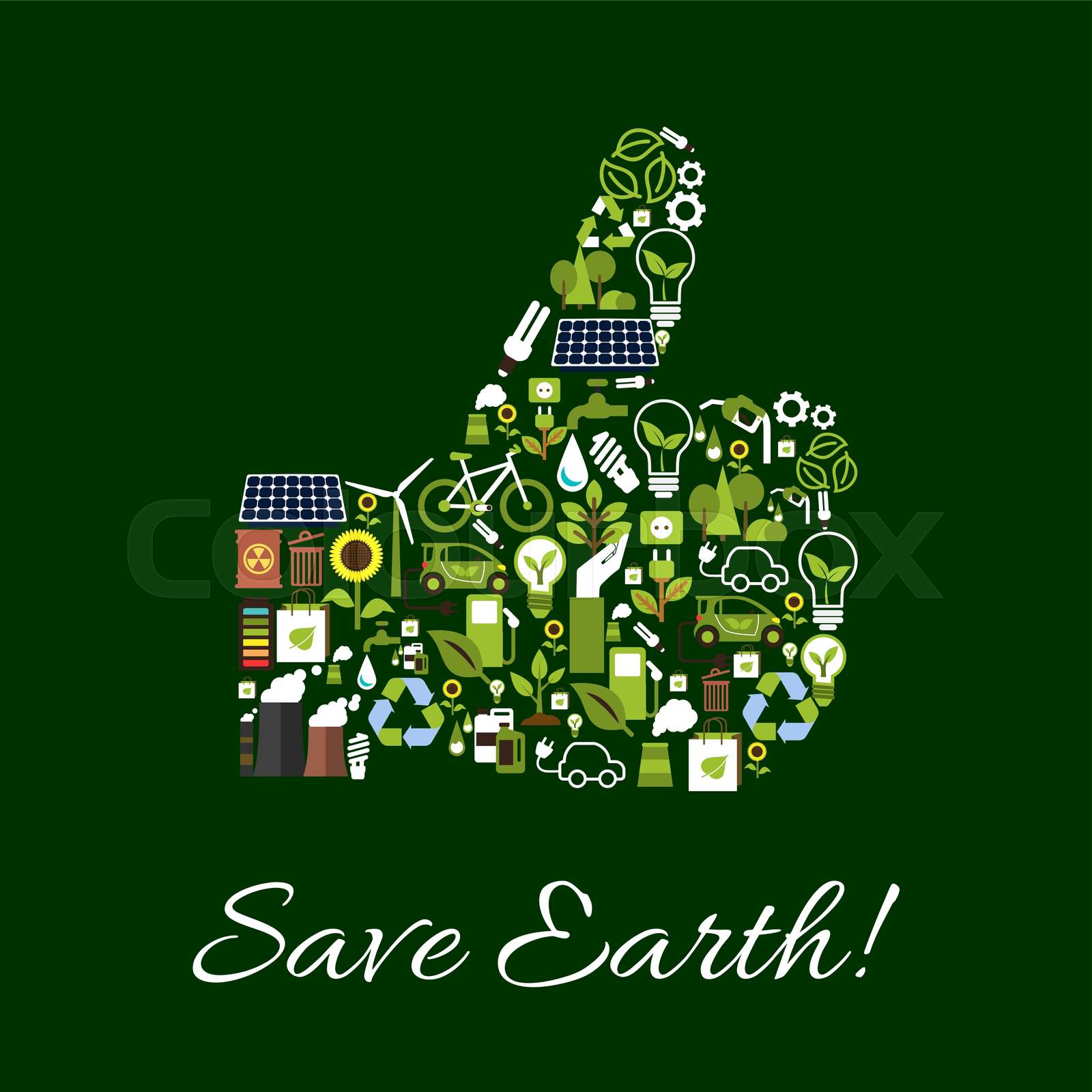 Save Earth nature protection thumbs up symbol | Stock vector | Colourbox