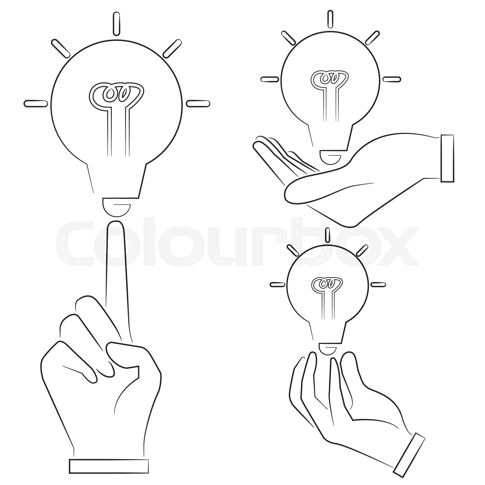 hand drawn hand holding light bulb | Stock vector | Colourbox