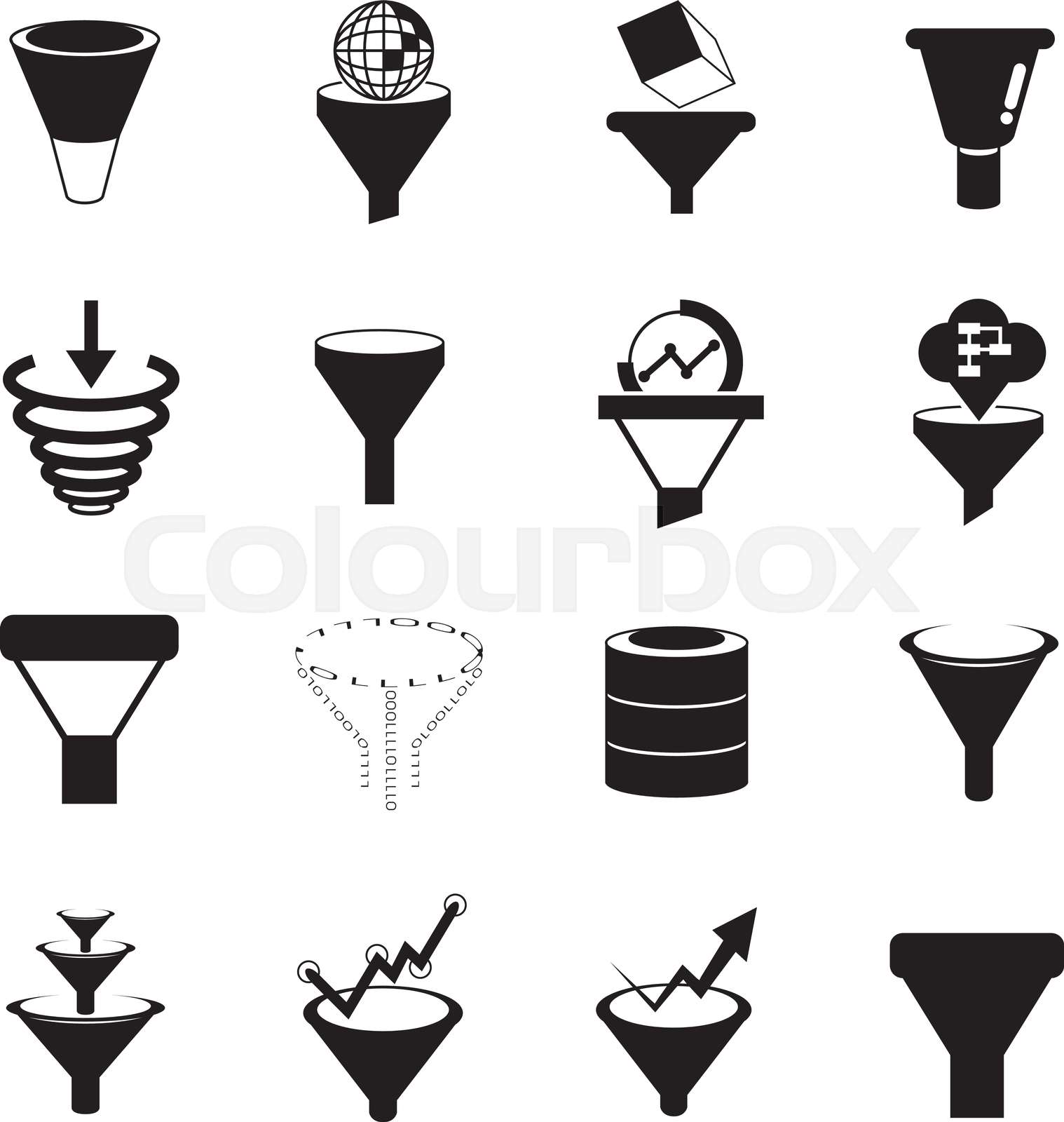 filter icons, funnel icons | Stock vector | Colourbox