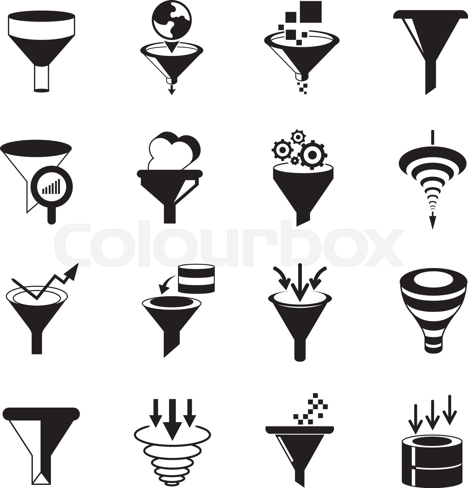 filter icons, funnel icons | Stock vector | Colourbox