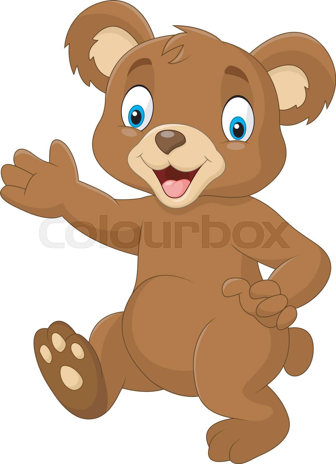 Cartoon baby bear waving hand | Stock vector | Colourbox