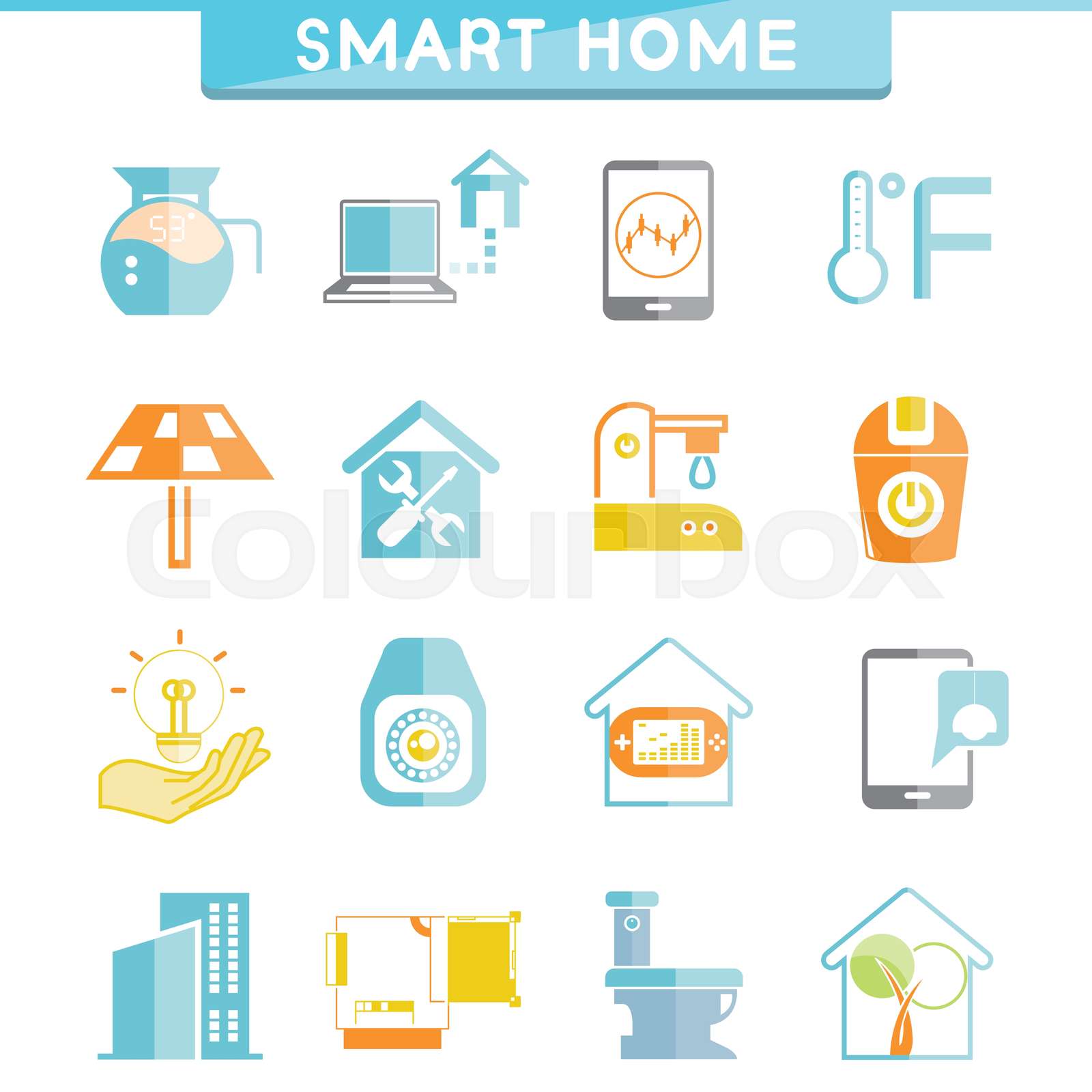 smart home and home automation icons | Stock vector | Colourbox