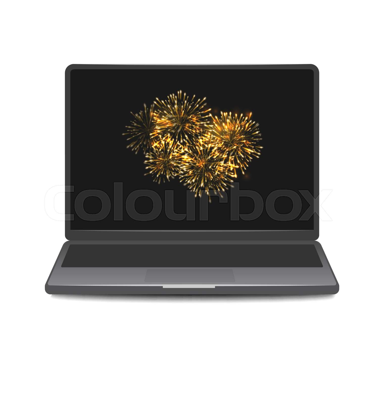 Laptop Screen Display with Firework | Stock vector | Colourbox
