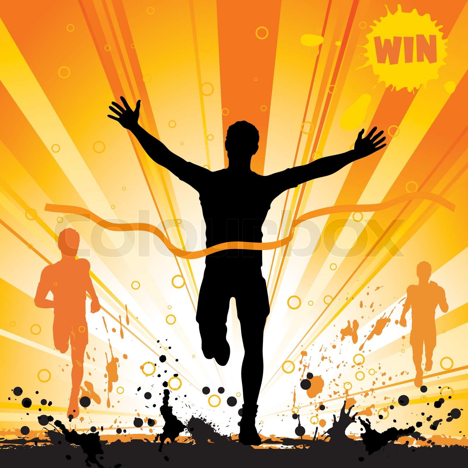 Silhouette of a Man Winner on Grunge Background, illustration for ...