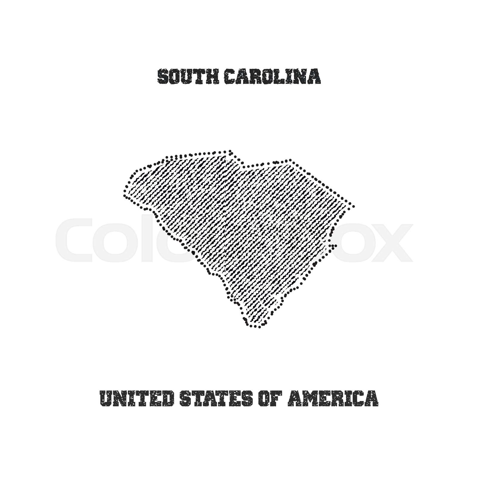 Label with map of south carolina. | Stock vector | Colourbox