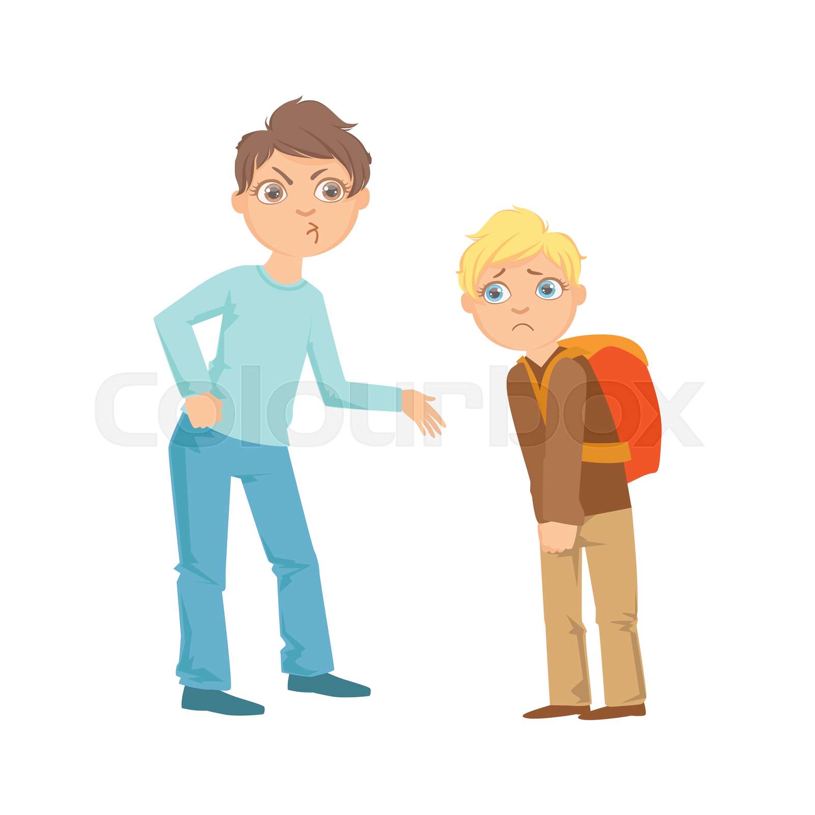 Boy Exorting Money From Weaker Kid Teenage Bully Demonstrating ...