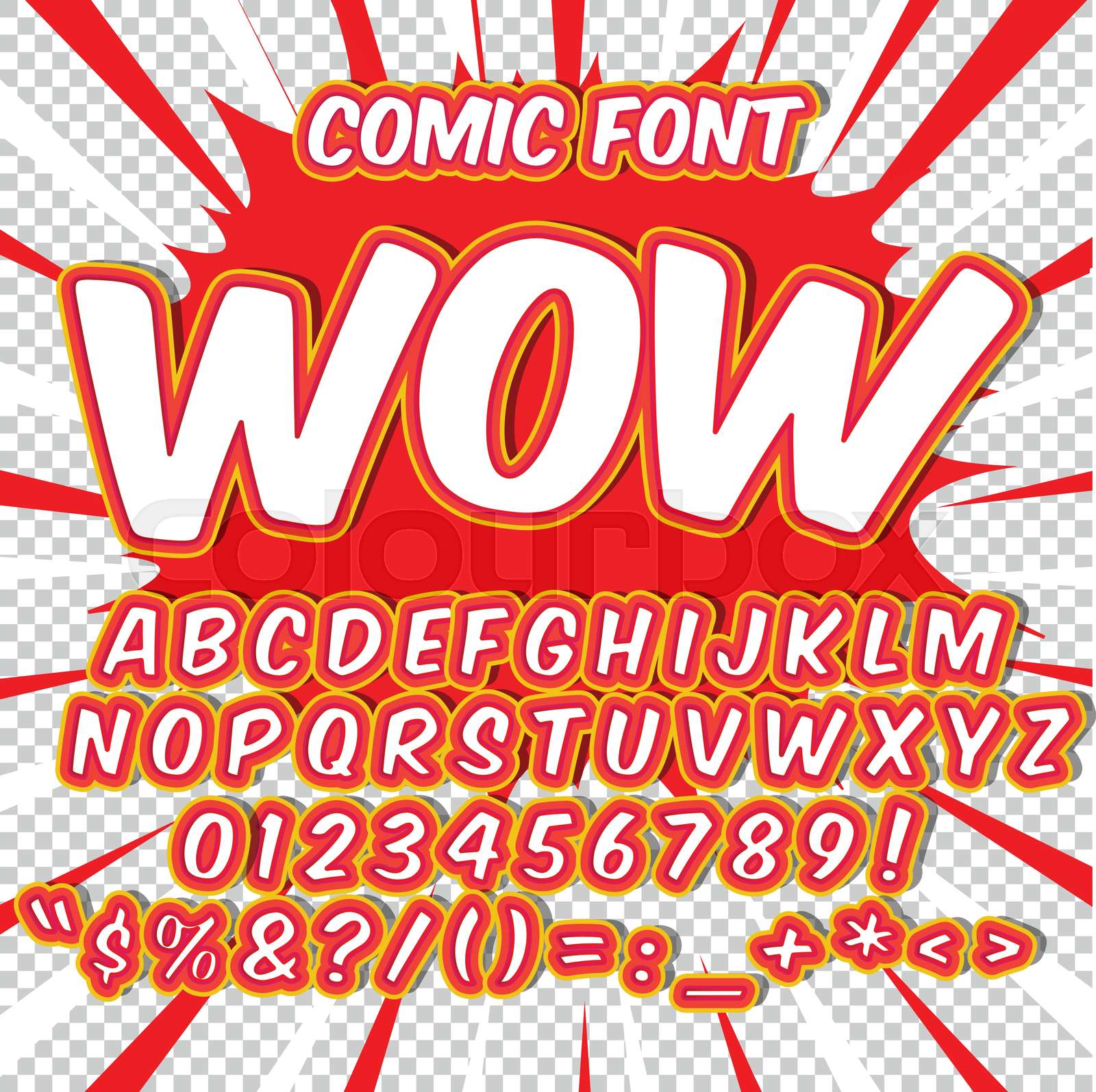 Creative high detail comic font. Alphabet of comics, pop art. | Stock ...