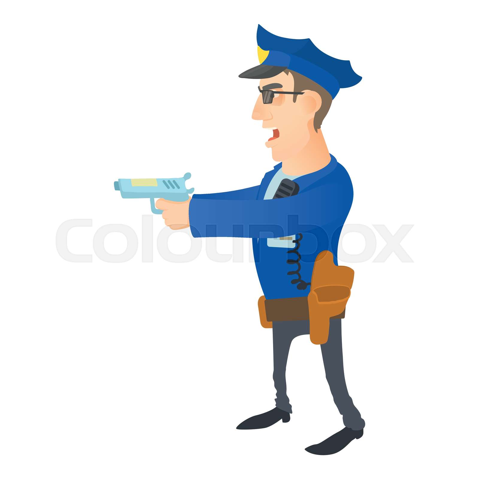 Brave policeman icon, cartoon style | Stock vector | Colourbox