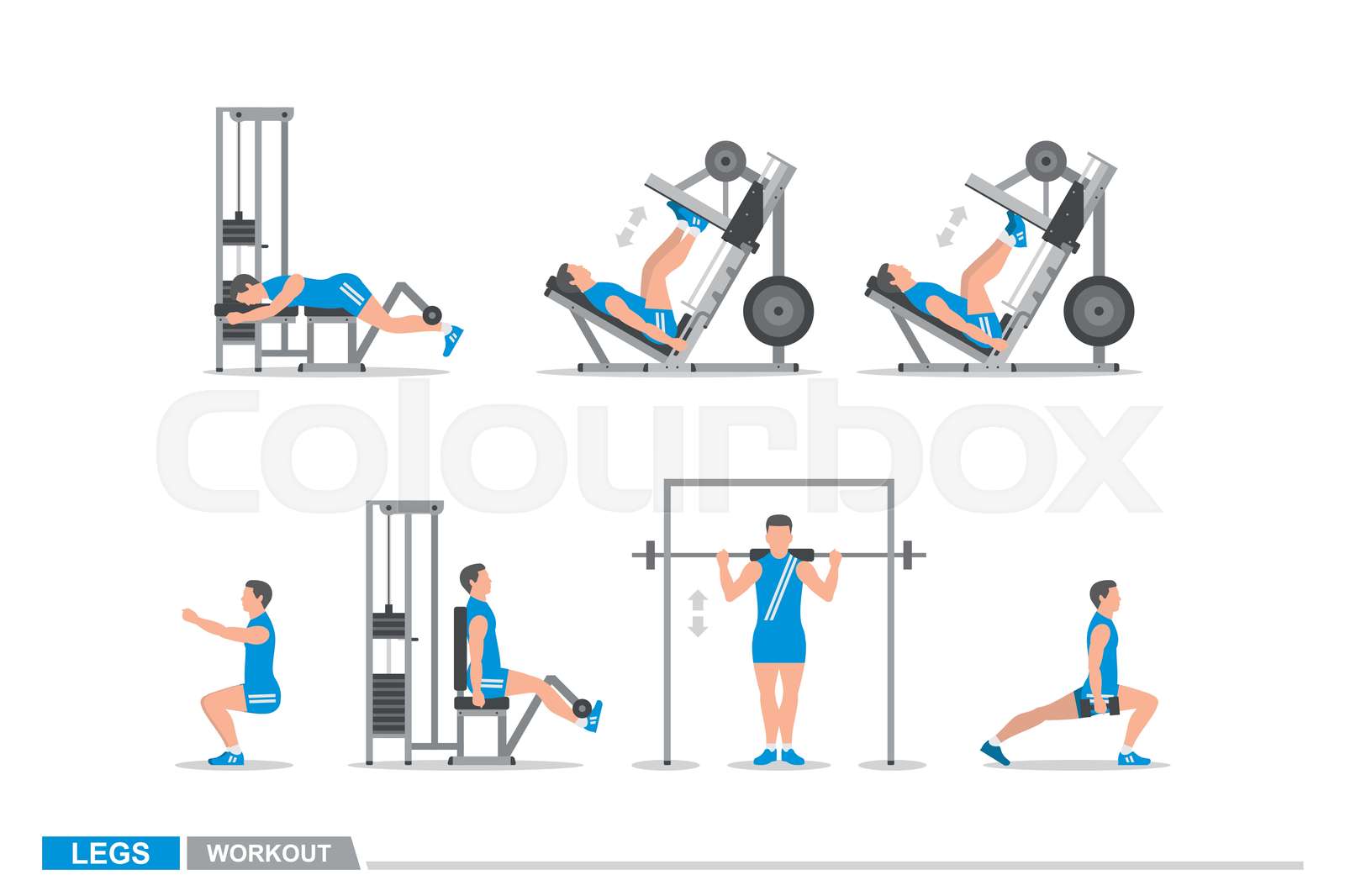 Set of workout for legs | Stock vector | Colourbox