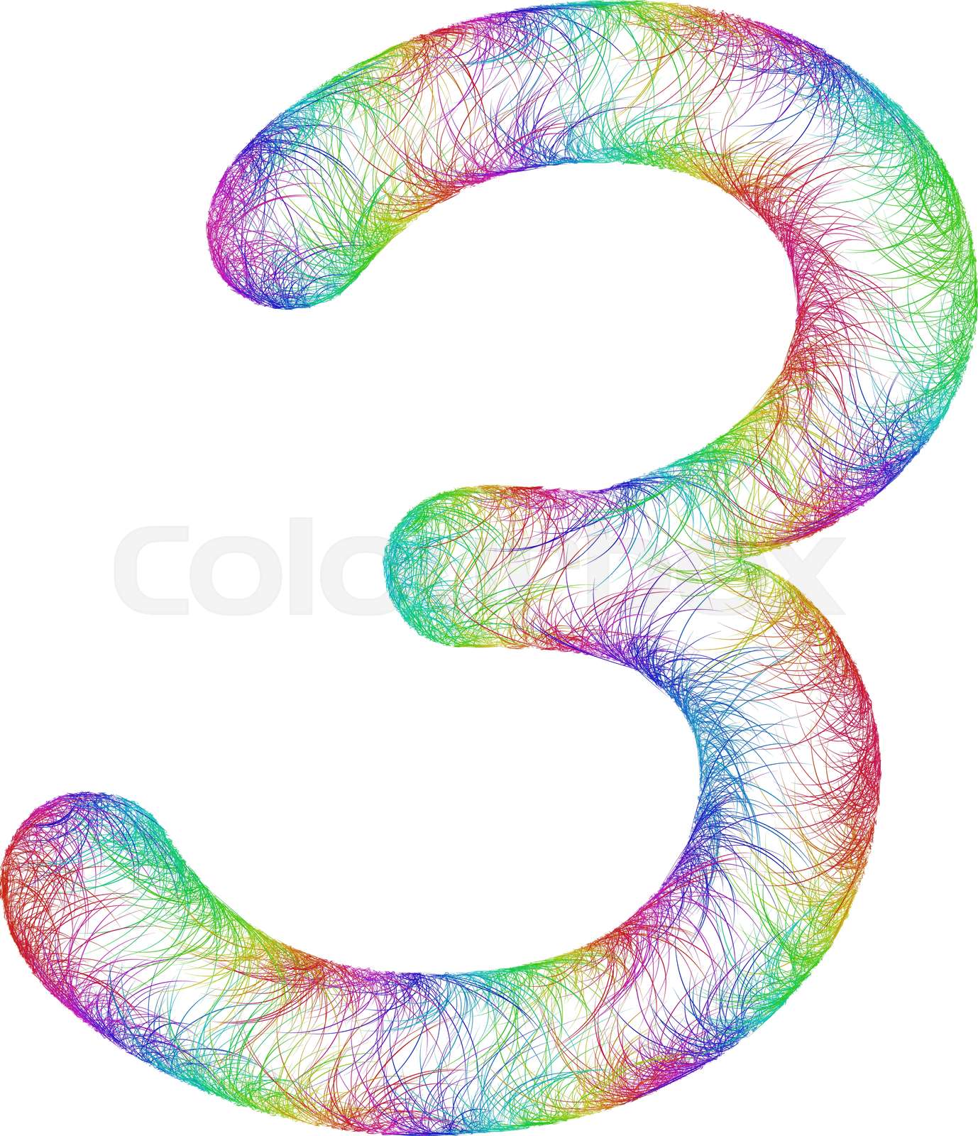 Rainbow sketch font design - number 3 | Stock vector | Colourbox