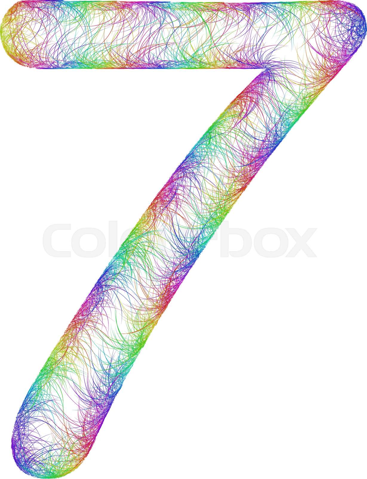 Rainbow sketch font design - number 7 | Stock vector | Colourbox