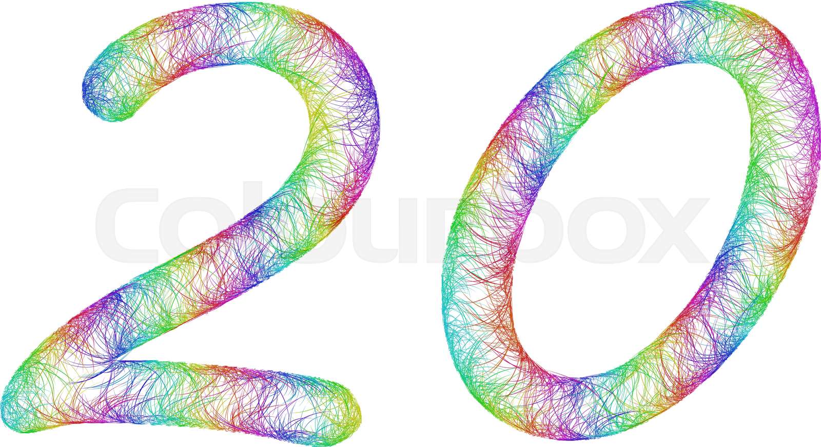 Rainbow sketch anniversary design - number 20 | Stock vector | Colourbox