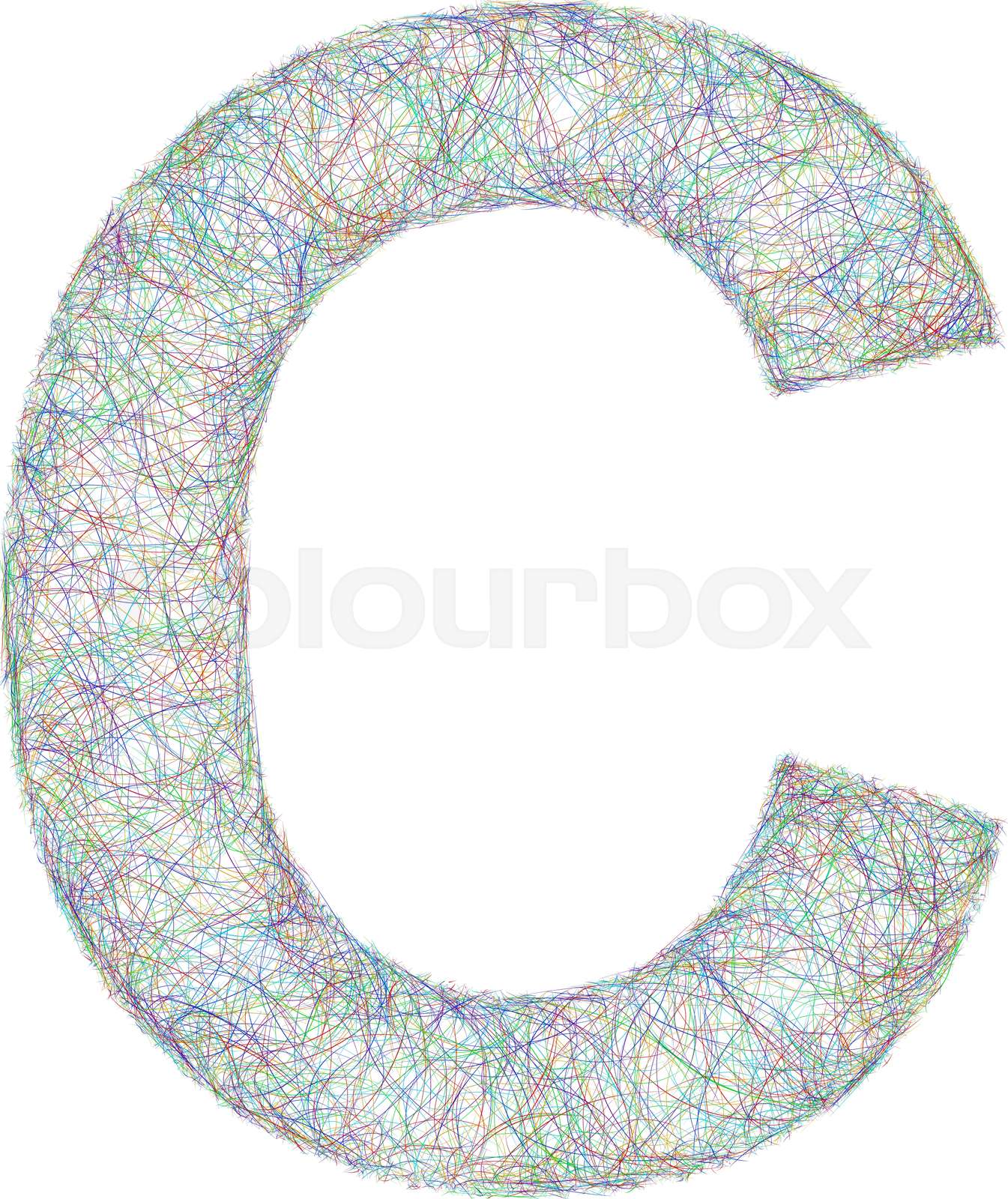 Colorful sketch font design - letter C | Stock vector | Colourbox