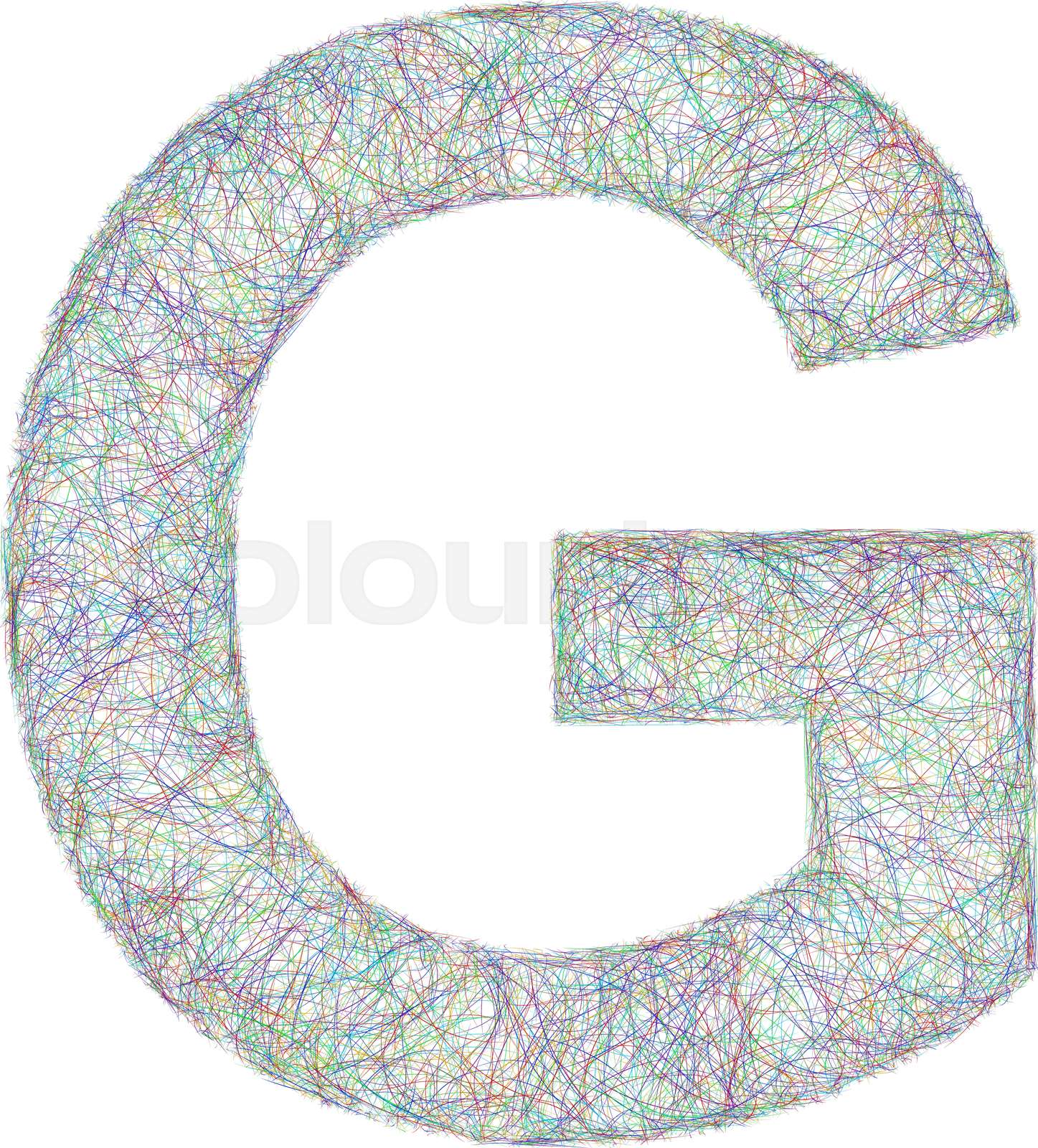 Colorful sketch font design - letter G | Stock vector | Colourbox
