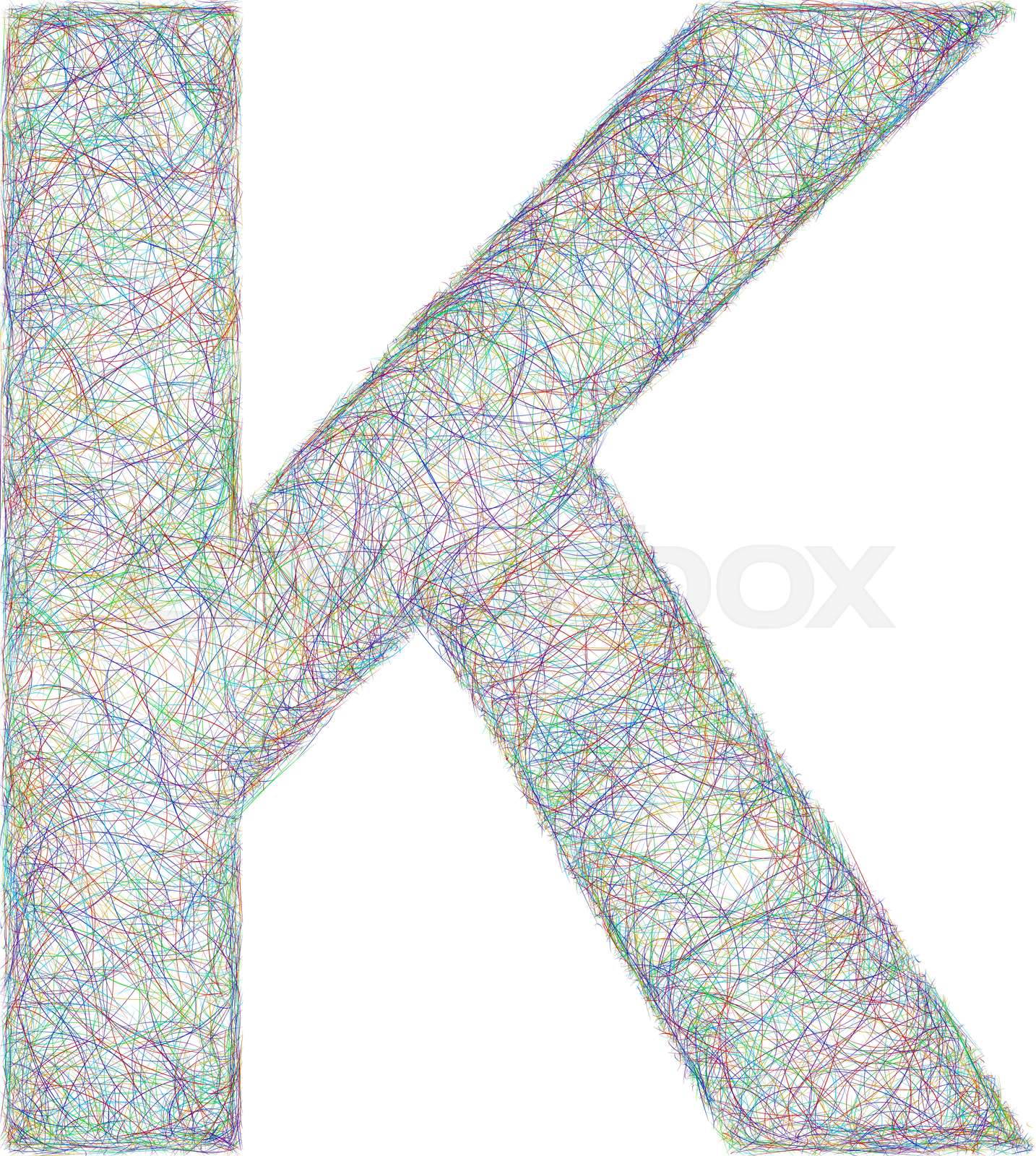 Colorful sketch font design - letter K | Stock vector | Colourbox